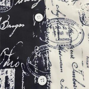 High Quality | Tops | Classy Cursive Print Color Block Blouse | Poshmark